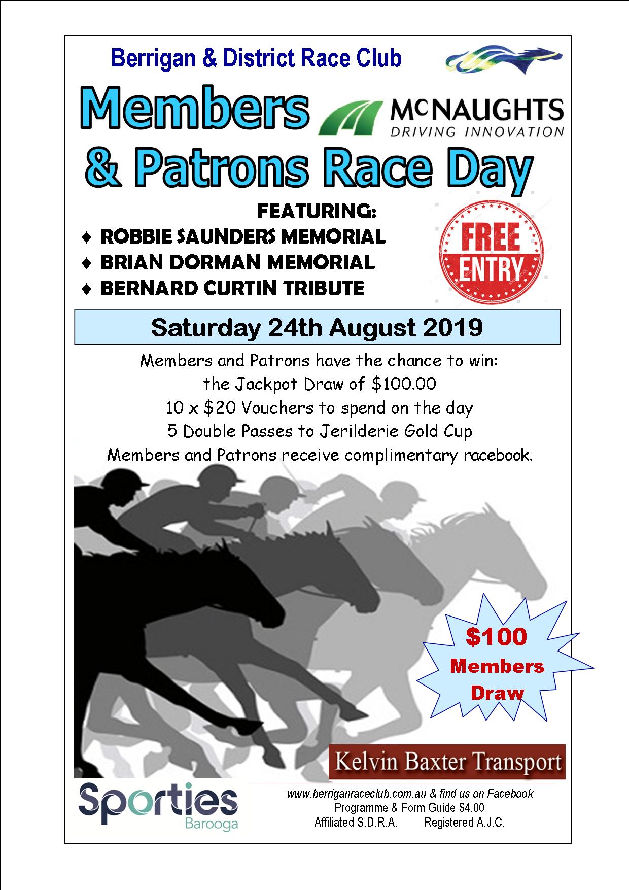 Members & Patrons Day – Berrigan & District Race Club Inc